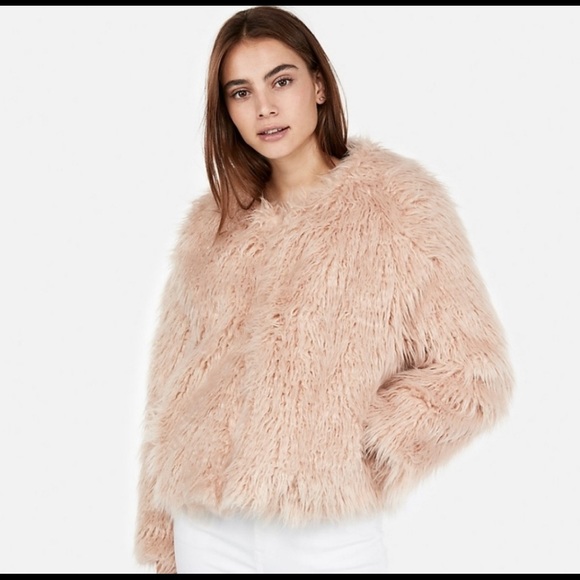 Express | Jackets & Coats | Nwt Blush Pink Faux Fur Jacket | Poshmark
